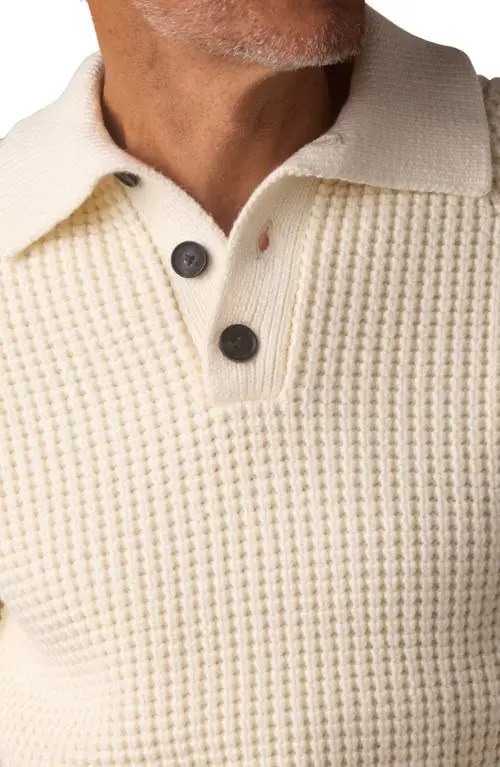 THE NORMAL BRAND Waffle Cotton Blend Polo Sweater - Ivory