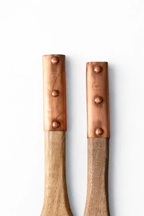 COPPERMILL KITCHEN Vintage Inspired Wood Serving Utensils With Copper Strap Handles