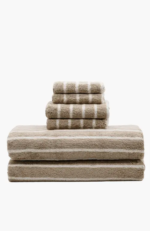 ITALIC Ultraplush Australian Cotton Luxe 6-piece Towel Set - Striped Tan