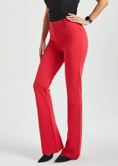 Betabrand Dress Pant Yoga Pant Bootcut - Red