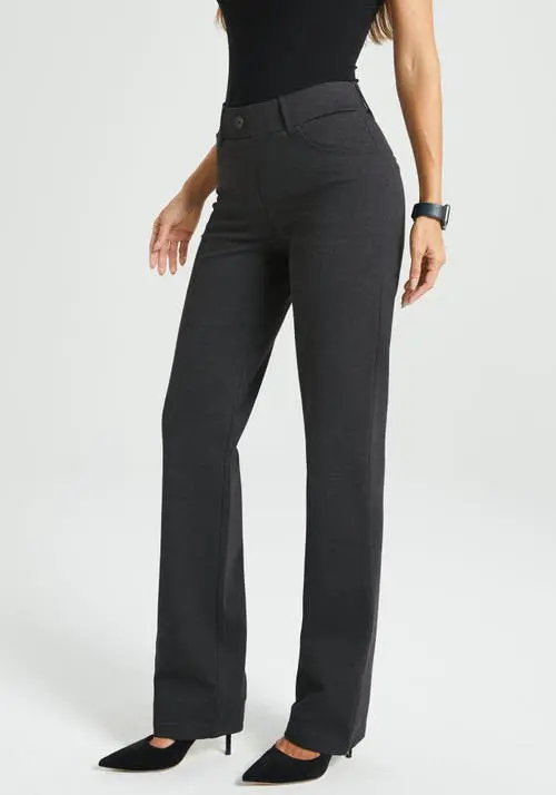Betabrand 7-pocket Straight Leg Trousers - Charcoal