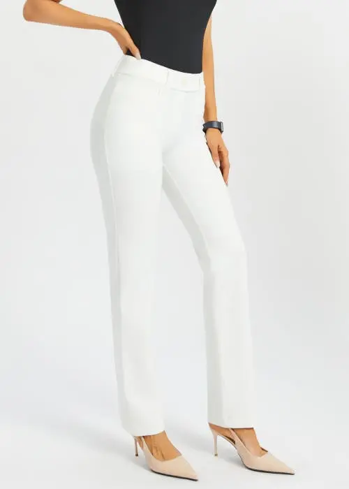 Betabrand 7-pocket Straight Leg Trousers - Star White