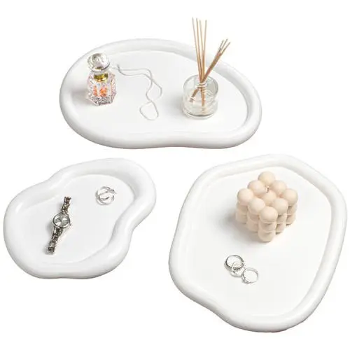 HAPPIMESS Set Of Three Concrete Vanity Trays - White