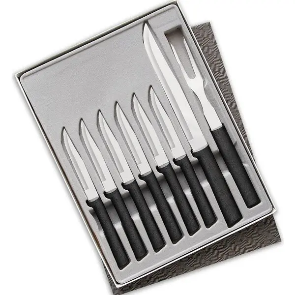 RADA 8 Piece Meat Lover's Set With Carving Set And Steak Knives - Black