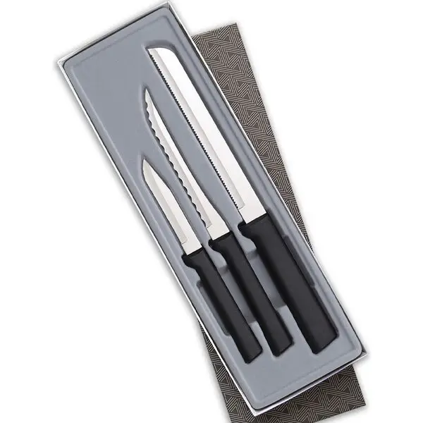 RADA 3 Piece Sensational Serrations Knife Set - Black