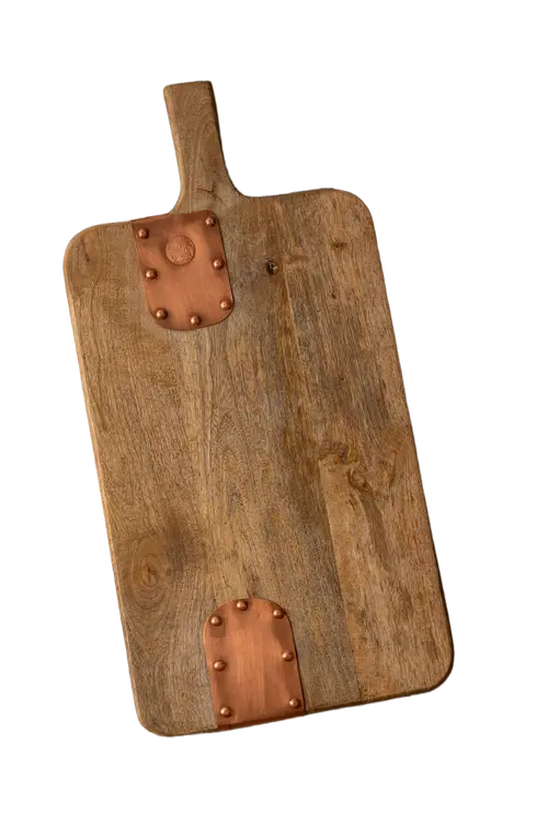 COPPERMILL KITCHEN Vintage Inspired Wooden Charcuterie Board With Handmade Copper Details - Brown