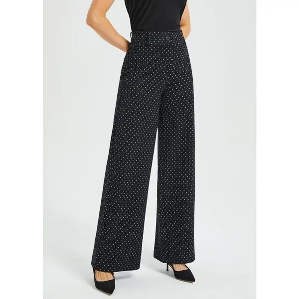 Betabrand High-waist Wide Leg Trousers - Black White Star