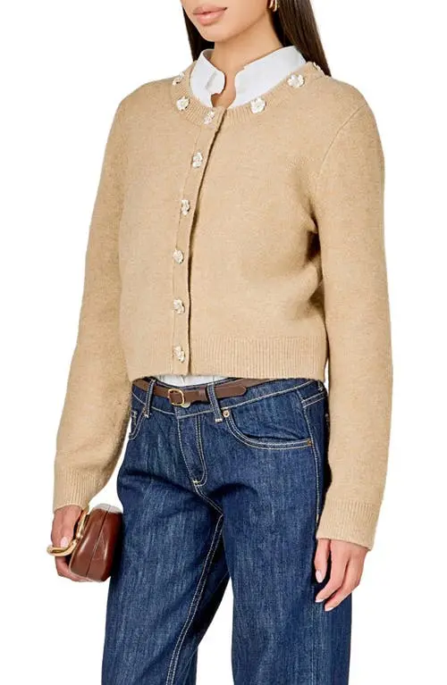 Endless Rose Floral Button Cardigan - Tan