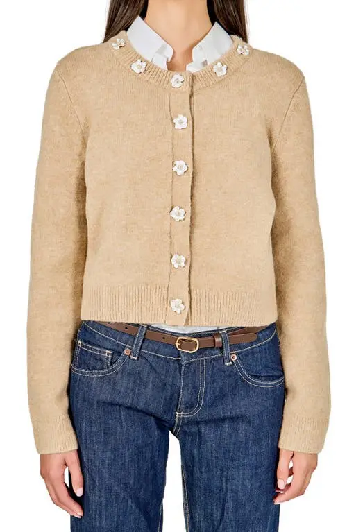 Endless Rose Floral Button Cardigan - Tan