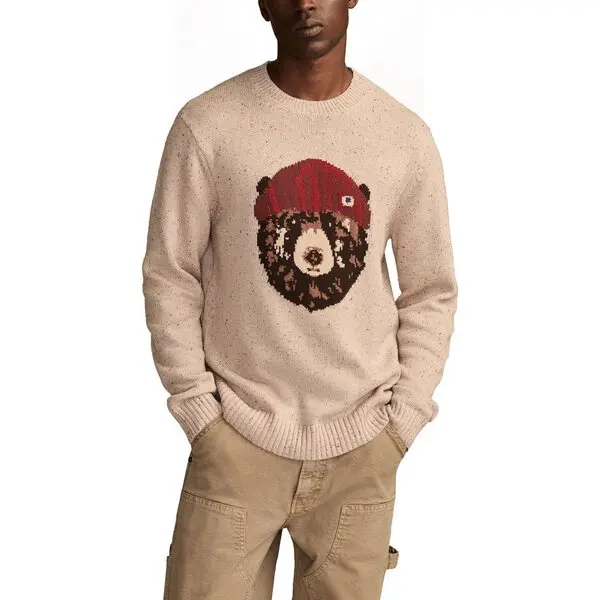 Lucky Brand Intarsia Bear Crewneck Sweater