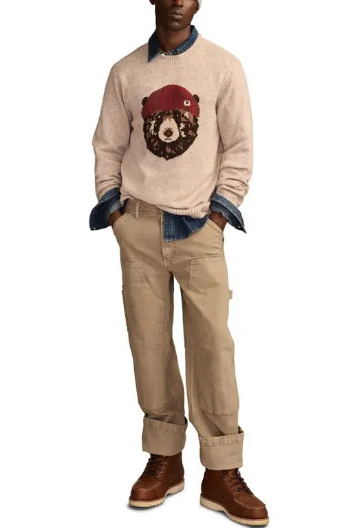 Lucky Brand Intarsia Bear Crewneck Sweater