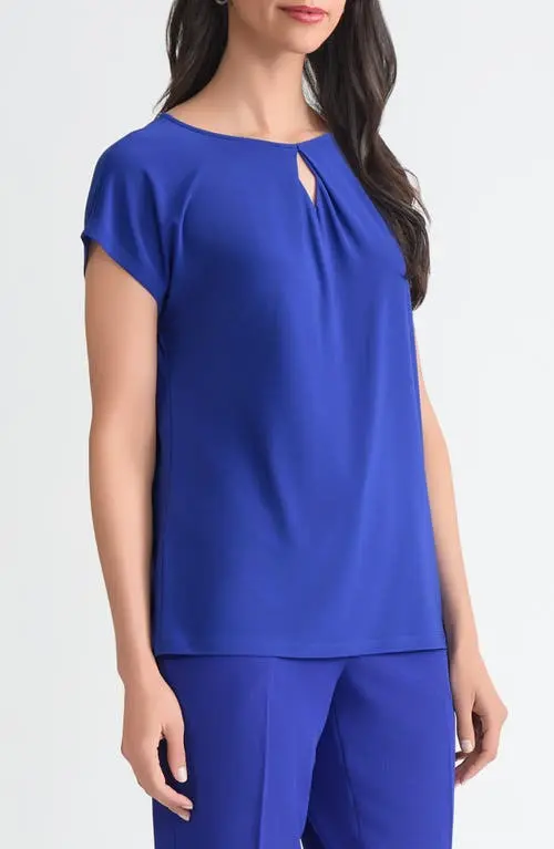 KASPER Cap-sleeve Keyhole Blouse