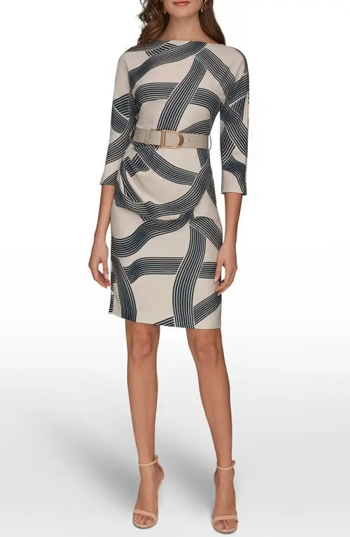 Donna Karan New York Swirl Print Belted Dress - Vellum/nightfall