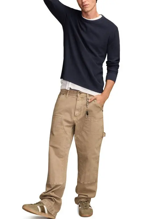 Lucky Brand Duofold Textured Long Sleeve Cotton T-shirt - Navy