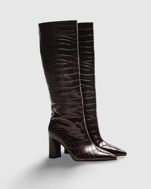 MI/MAI Wassily Croc-style Long Boot - Chocolate