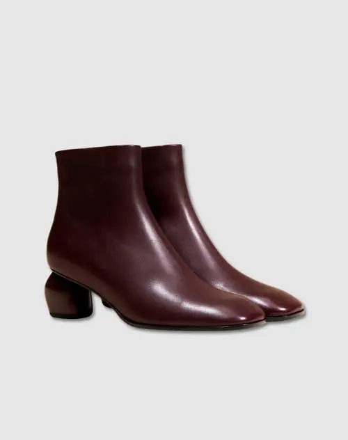 MI/MAI Tadao Low Heel Ankle Boots - Burgundy