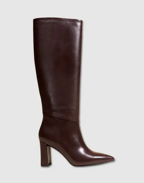 MI/MAI Tracey Wide Heel Long Boots - Chocolate