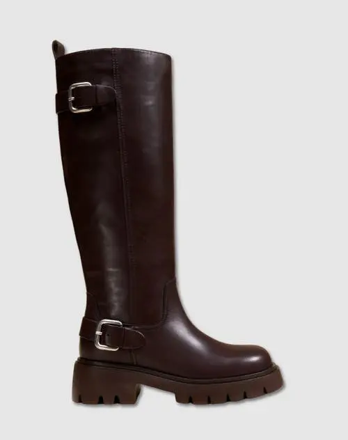 MI/MAI Herpen Long Boots With Treaded Sole - Chocolate