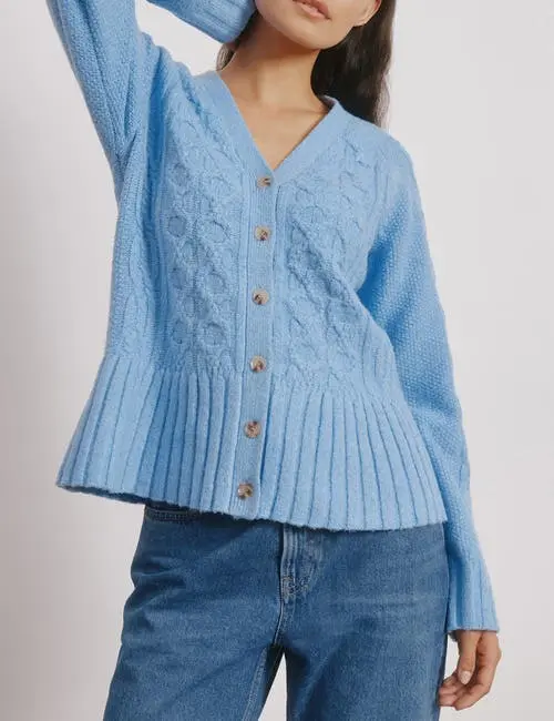 ALBARAY Cable Peplum Cardigan