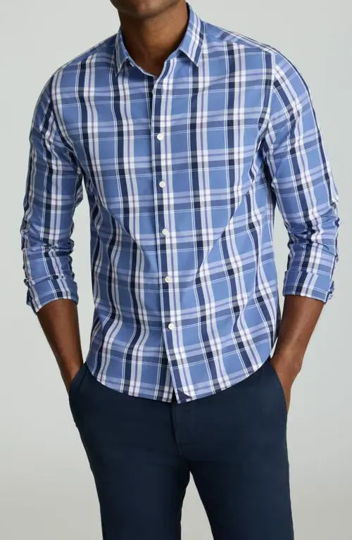 UNTUCKIT Bosca Plaid Wrinkle Free Cotton Button-up Shirt - Blue