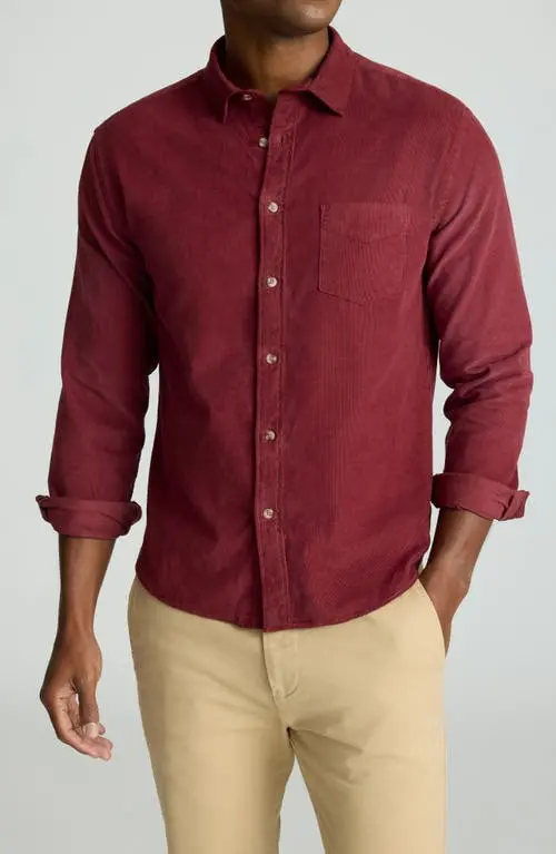 UNTUCKIT Caprone Solid Cotton Corduroy Button-up Shirt - Maroon