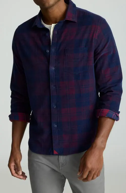 UNTUCKIT Jaeger Plaid Cotton Corduroy Button-up Shirt - Navy