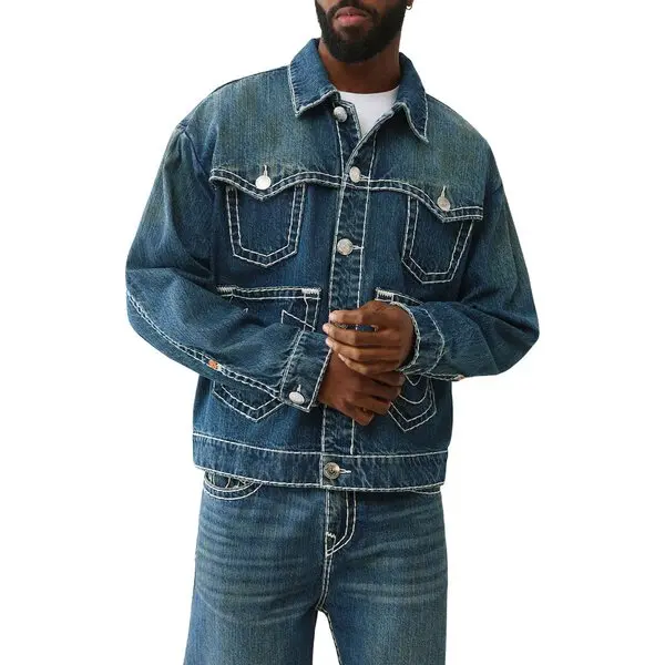 True Religion Drop Shoulder Denim Trucker Jacket