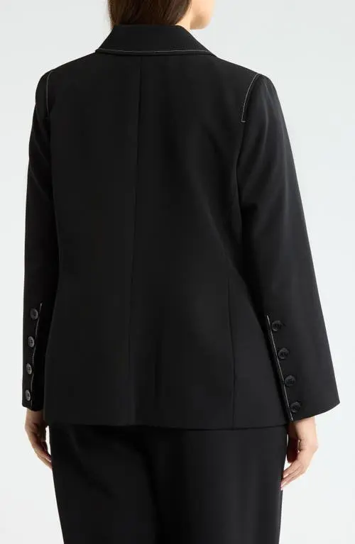 TAHARI ASL Topstitch Detail One-button Blazer