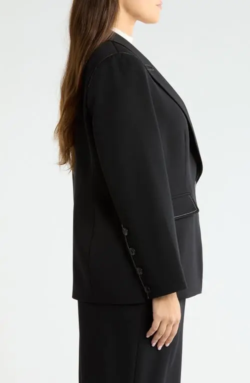 TAHARI ASL Topstitch Detail One-button Blazer