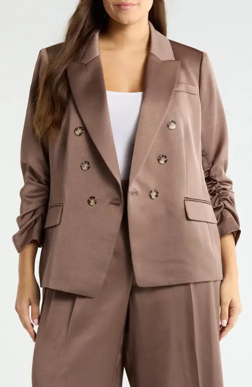 TAHARI ASL Double-breasted Satin Blazer