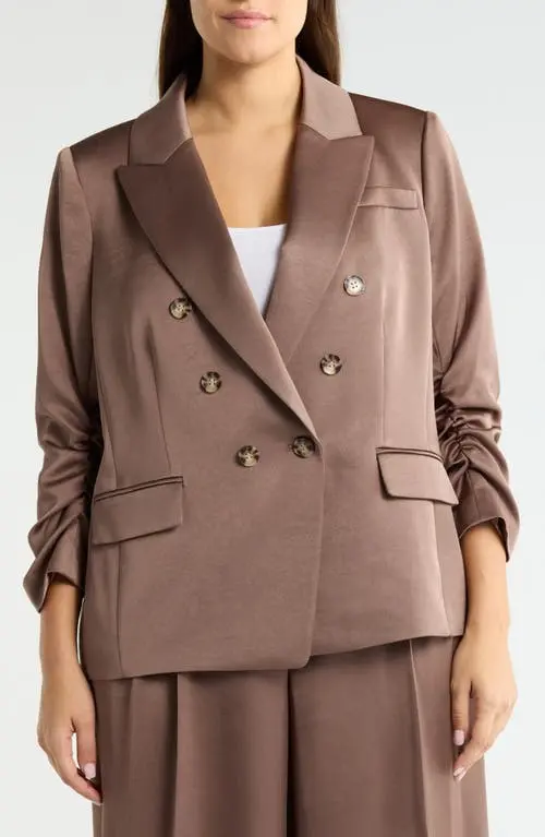 TAHARI ASL Double-breasted Satin Blazer