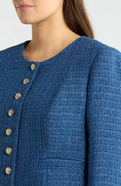 TAHARI ASL Collarless Bouclé Jacket