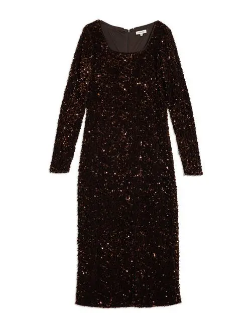 ALBARAY Velvet & Sequin Midi Dress