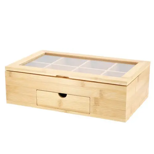 MEGACHEF Wood Tea Box Organizer - Bamboo