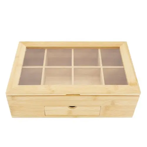 MEGACHEF Wood Tea Box Organizer - Bamboo