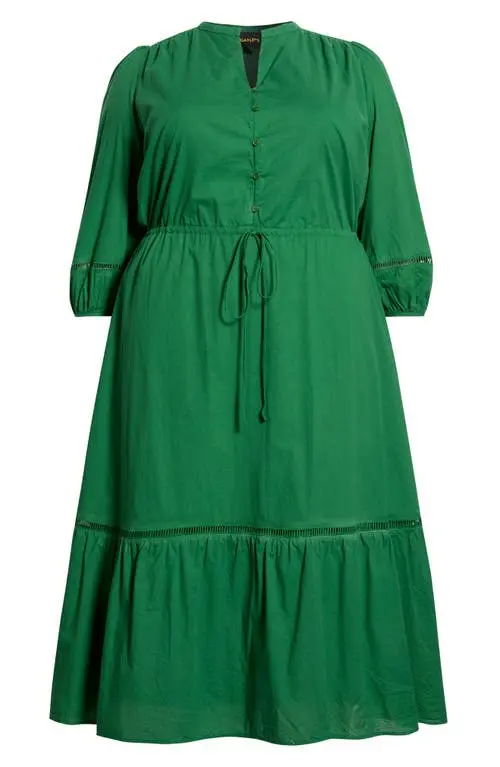 SUGARLIPS Long Sleeve Maxi Dress - Emerald