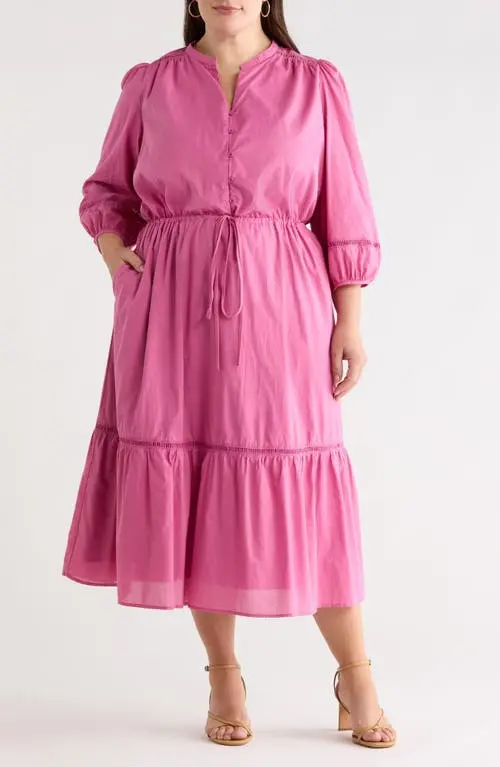 SUGARLIPS Long Sleeve Maxi Dress - Magenta