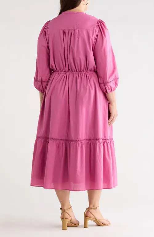SUGARLIPS Long Sleeve Maxi Dress - Magenta