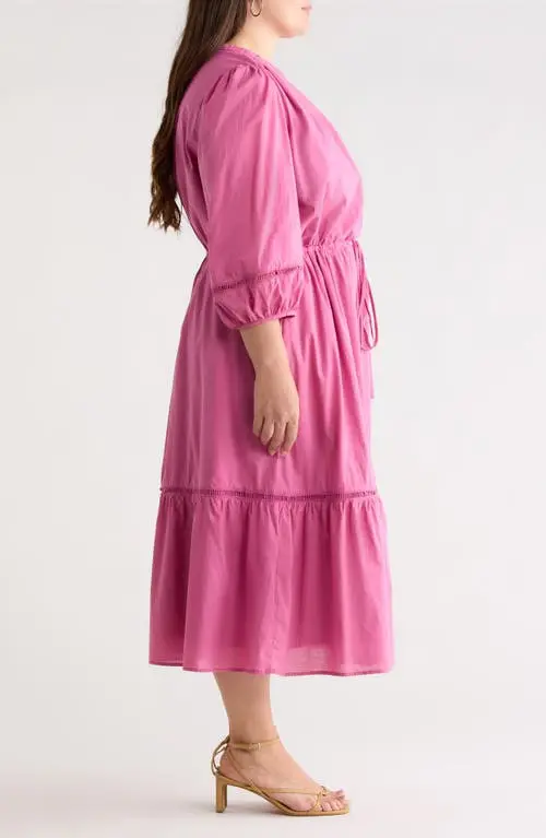 SUGARLIPS Long Sleeve Maxi Dress - Magenta