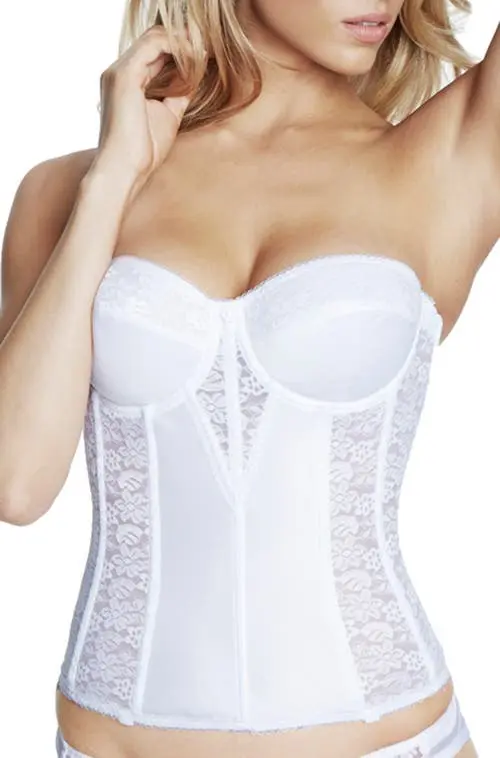DOMINIQUE INTIMATES Colette Lace Low Back Convertible Corset Longline Bra - White