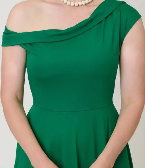 Unique Vintage Asymmetrical Neck Swing Dress