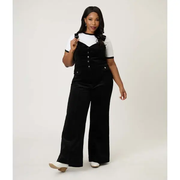 SMAK PARLOUR Wide Leg Dungarees - Black