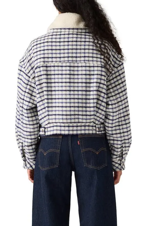 LEVI'S 90s Shrunken Trucker Jacket With Faux Shearling Collar - Dowsett Plaid Birch A