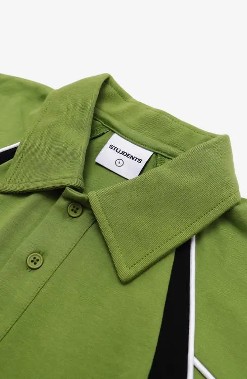 STUDENTS Captain Colorblock Long Sleeve Cotton Polo Shirt