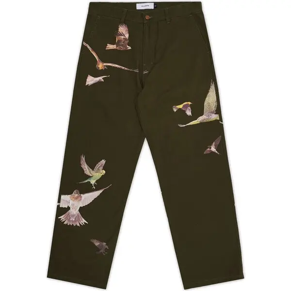 STUDENTS Printed Straight-leg Twill Pants