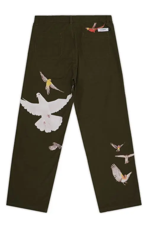 STUDENTS Printed Straight-leg Twill Pants