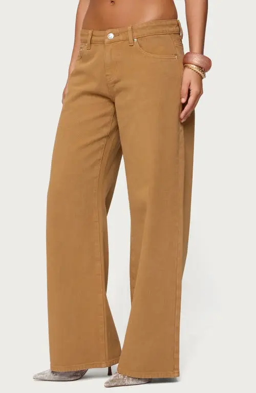 EDIKTED Slouchy Wide Leg Jeans - Camel