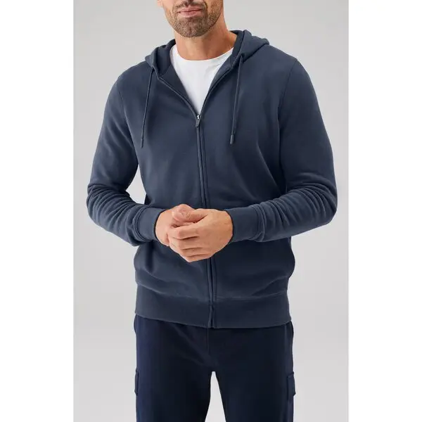 Mack Weldon Ace Cotton Blend French Terry Zip Hoodie - Total Eclipse