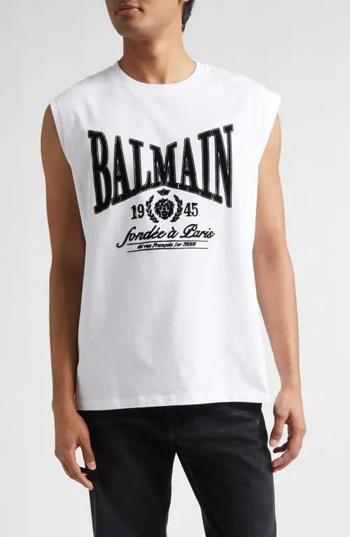 Balmain 1945 Logo Graphic Muscle Tee