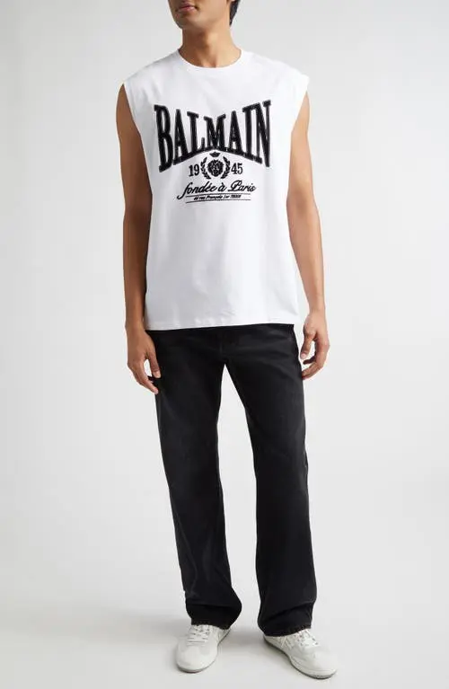 Balmain 1945 Logo Graphic Muscle Tee
